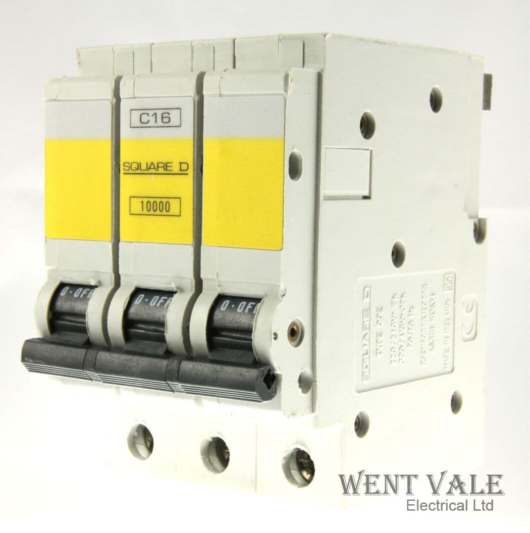 Square D Qwikline QOE - QO316EC10 - 16a Type C Triple Pole MCB Used