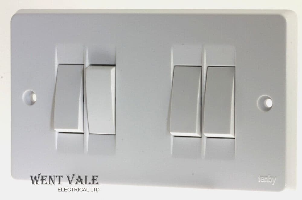 Tenby-Legrand - 7360 42 - 10a Four Gang Two Way Plate Switch New