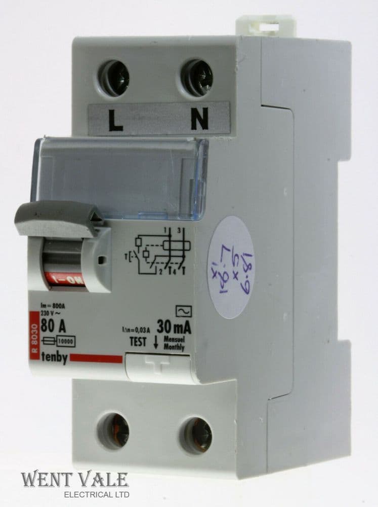 Tenby - R 8030 - 80a 30mA Type B Double Pole RCD Used