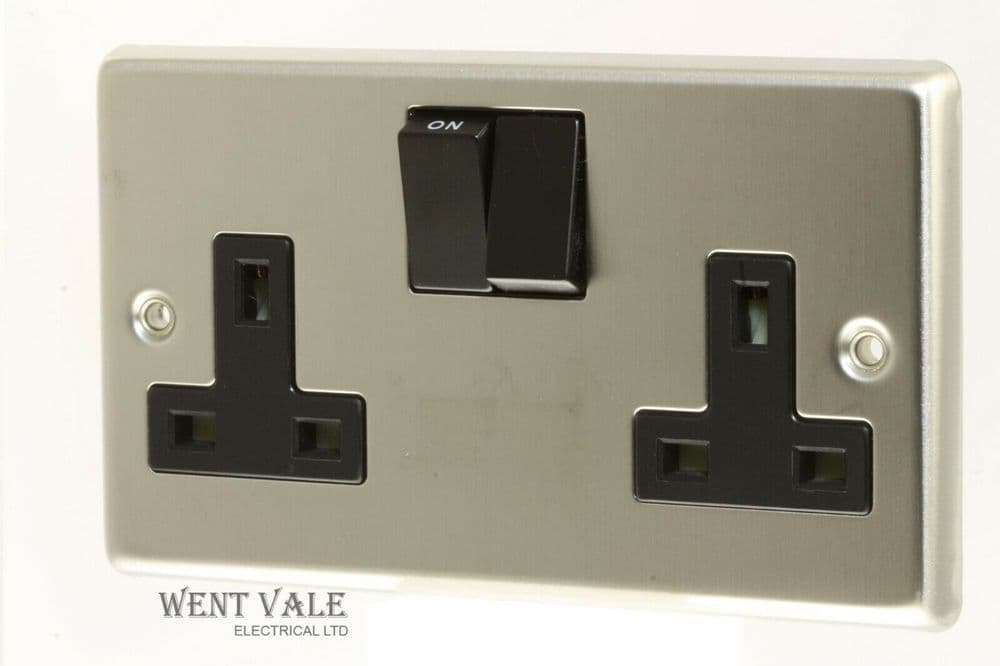 Volex Metal Plate VX1500SSBK - 13a Twin Switched Socket Brushed ...