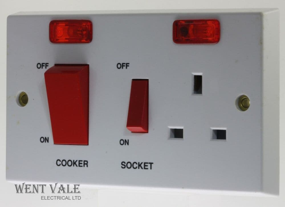 Volex - VX9700 - 45a Cooker Control Switch and Socket with Neon s Unused