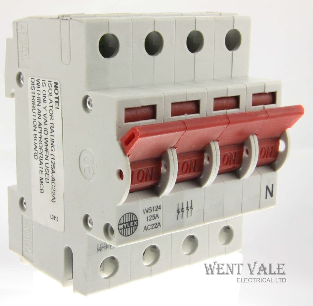 Wylex - Isolator Range - WS124 - 125a AC22A Triple Pole And Neutral ...