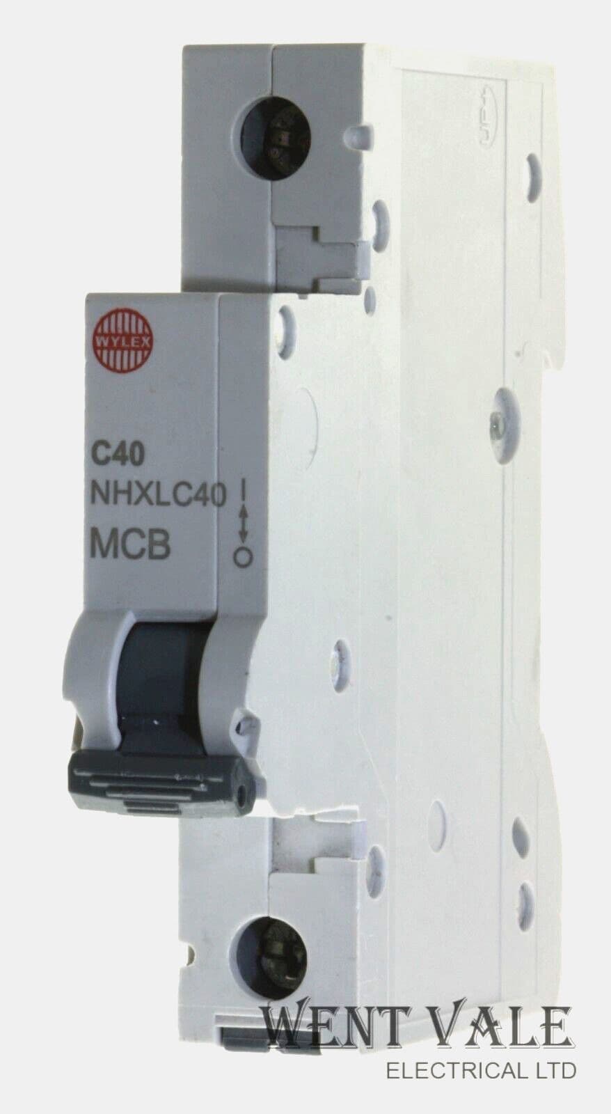 Wylex NH Range - NHXLC40 - 40a Type C Single Pole MCB Latest Model Used