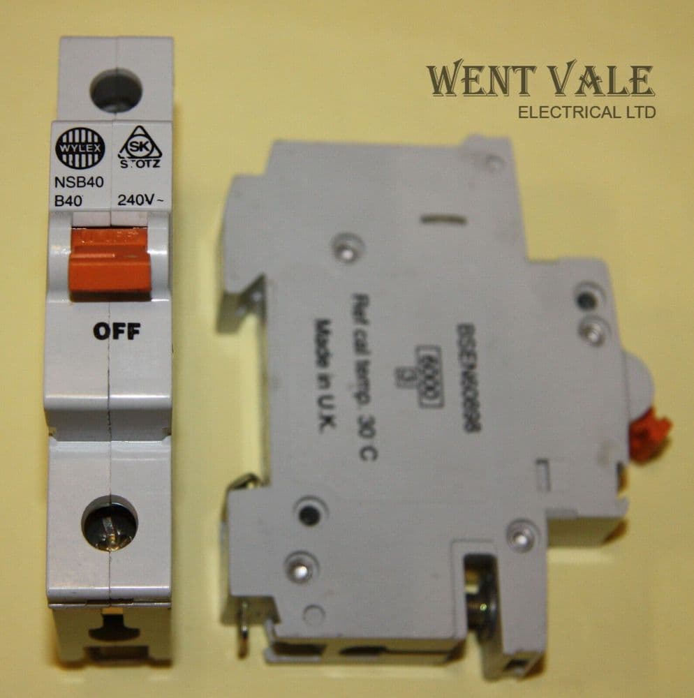 Wylex NH Range - NSB40-B - 40a Type B Single Pole MCB Used CS