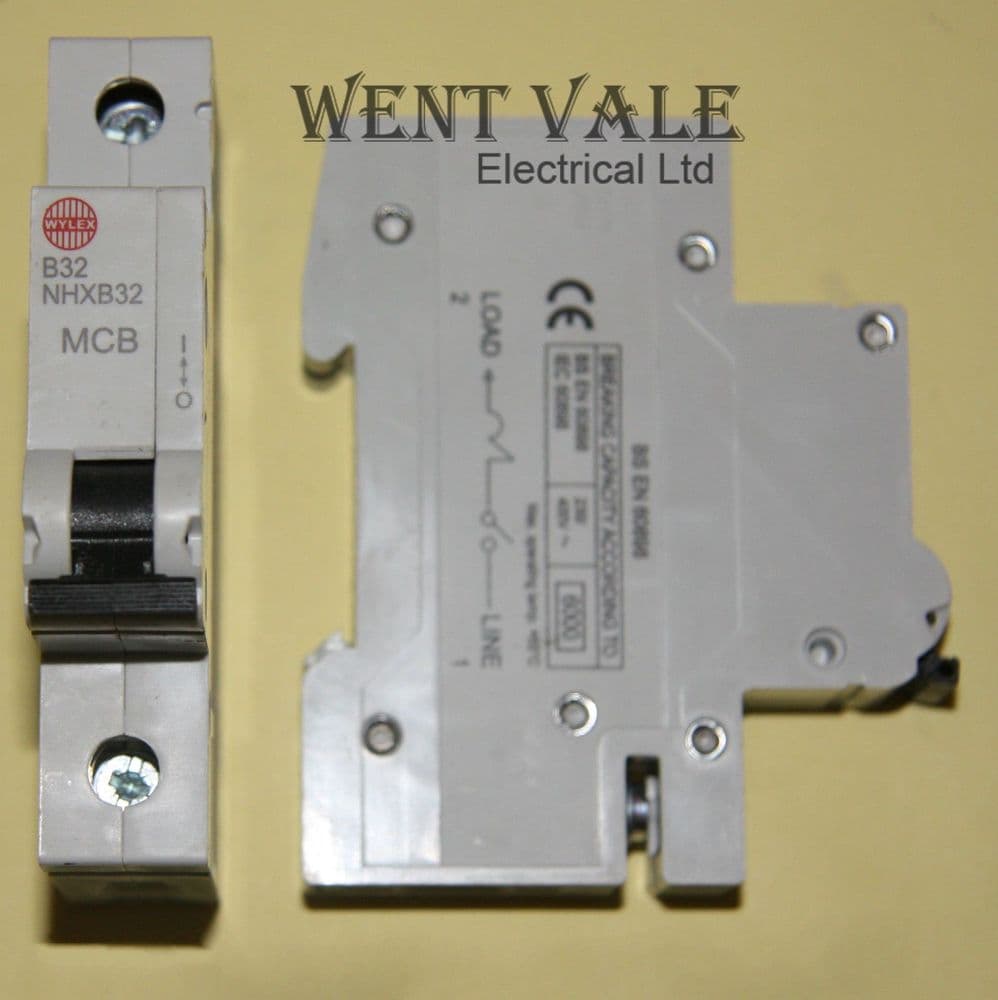 Wylex - NHX Range - NHXB32 - 32a Type B Single Pole MCB Latest Model Unused