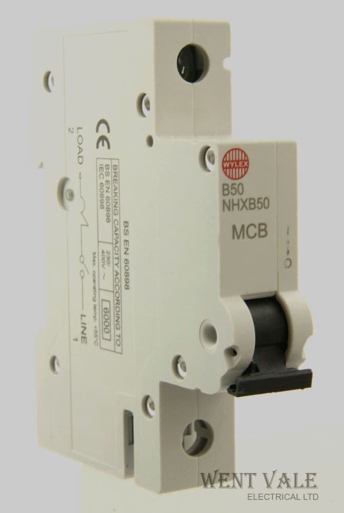 Wylex NHXB50 - 50a Type B Single Pole MCB Latest Style Unused