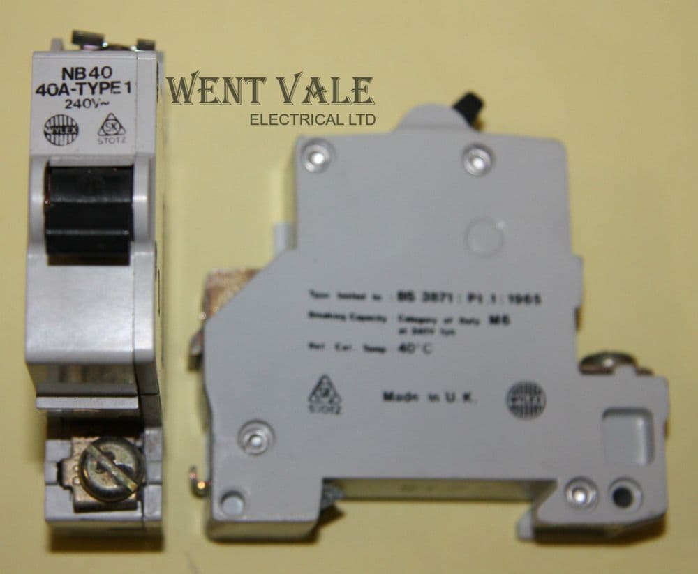 Wylex NN Range - NB40 - 40a Type 1 Single Pole MCB Used