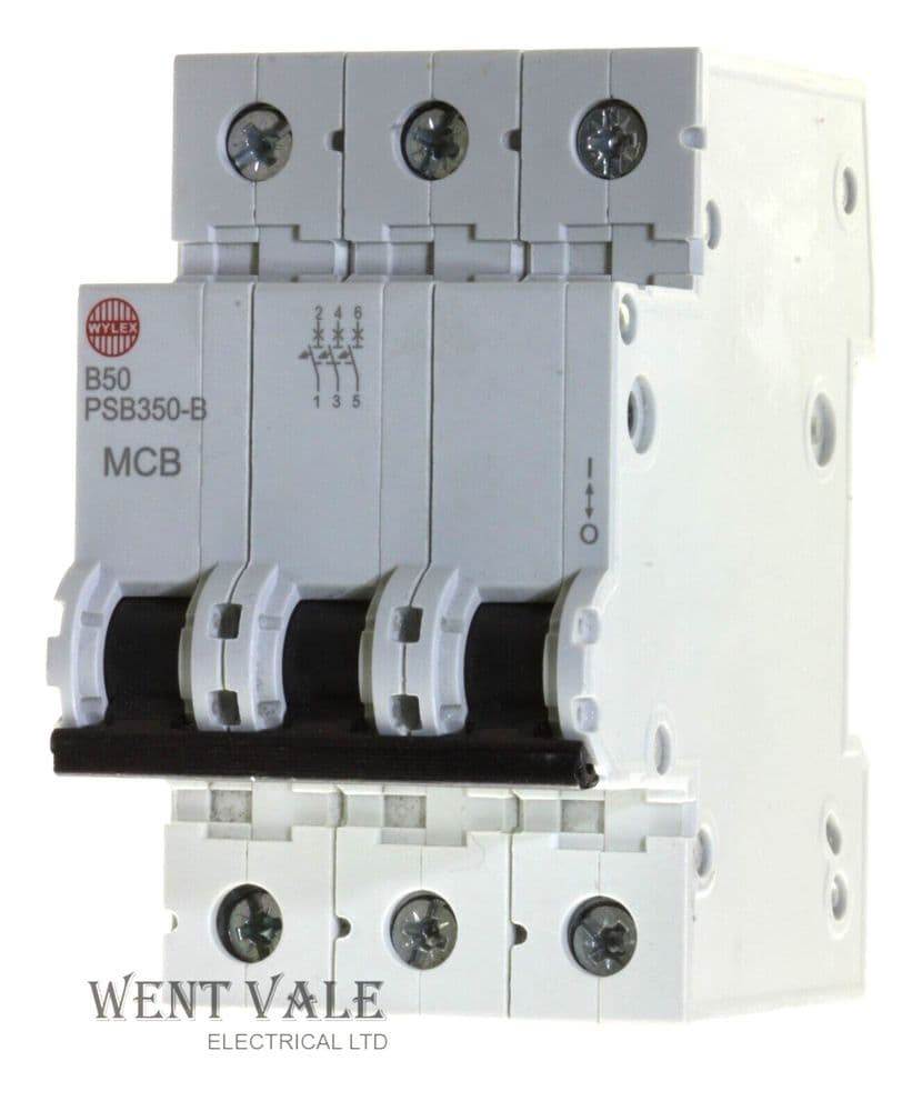 Wylex PSB350-B - 50a Type B Triple Pole MCB Latest Model Unused