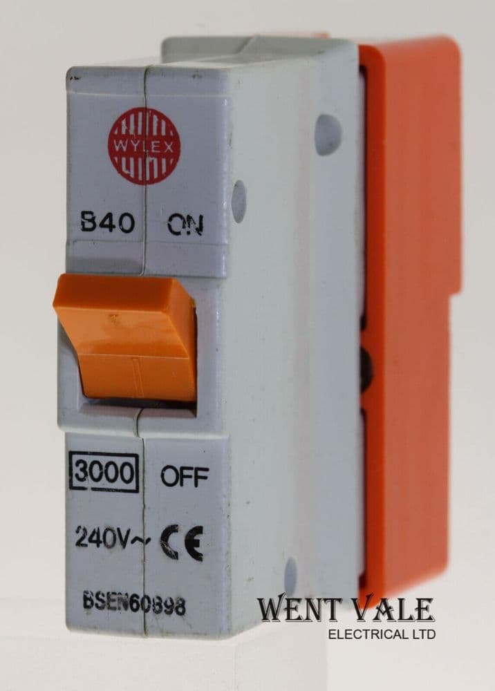 Wylex Standard Range WYB40 - Retro Fit - 40a Type B Single Pole MCB Deep Base