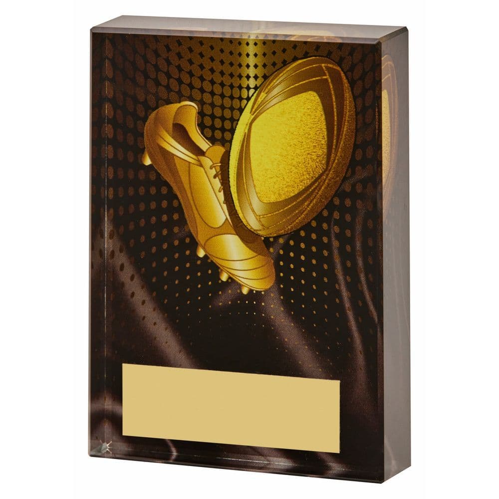 Black/Gold Glass Rugby Boot Award