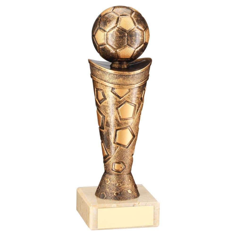 Bronze Football Tower Trophy on Marble Base