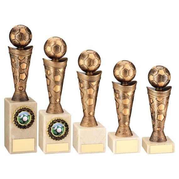 Bronze Football Tower Trophy on Marble Base