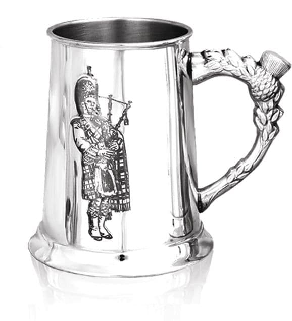 Embossed Piper Pewter Tankard 1pt | TrophyMaster UK
