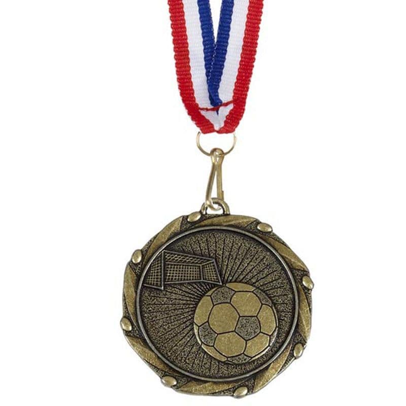 Football Boot and Ball Combo Medal 45mm with Ribbon Antique Gold ...