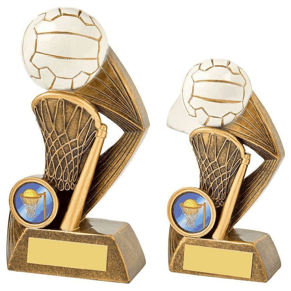 Gold and White Netball Action Resin 130mm (5") | TrophyMaster UK