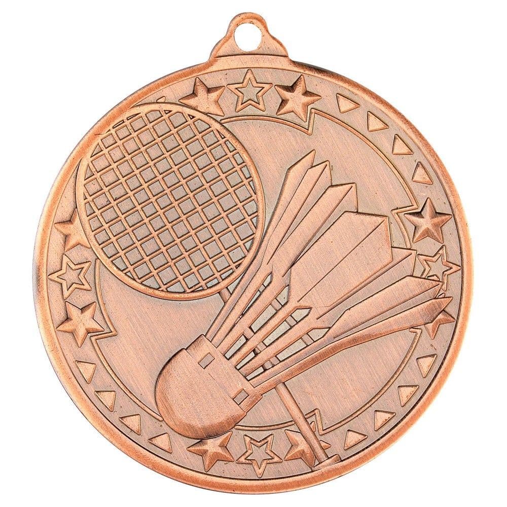 Gold Badminton Tri Star Medal 50mm (2") | TrophyMaster UK