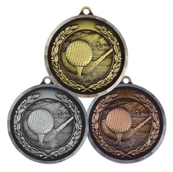 Gold Ball on Tee High Definition 50mm Golf Medal with Diamond Milled ...