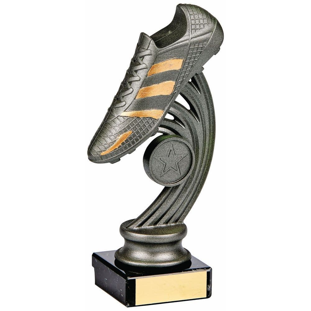 Gunmetal Football Boot on Marble Trophy