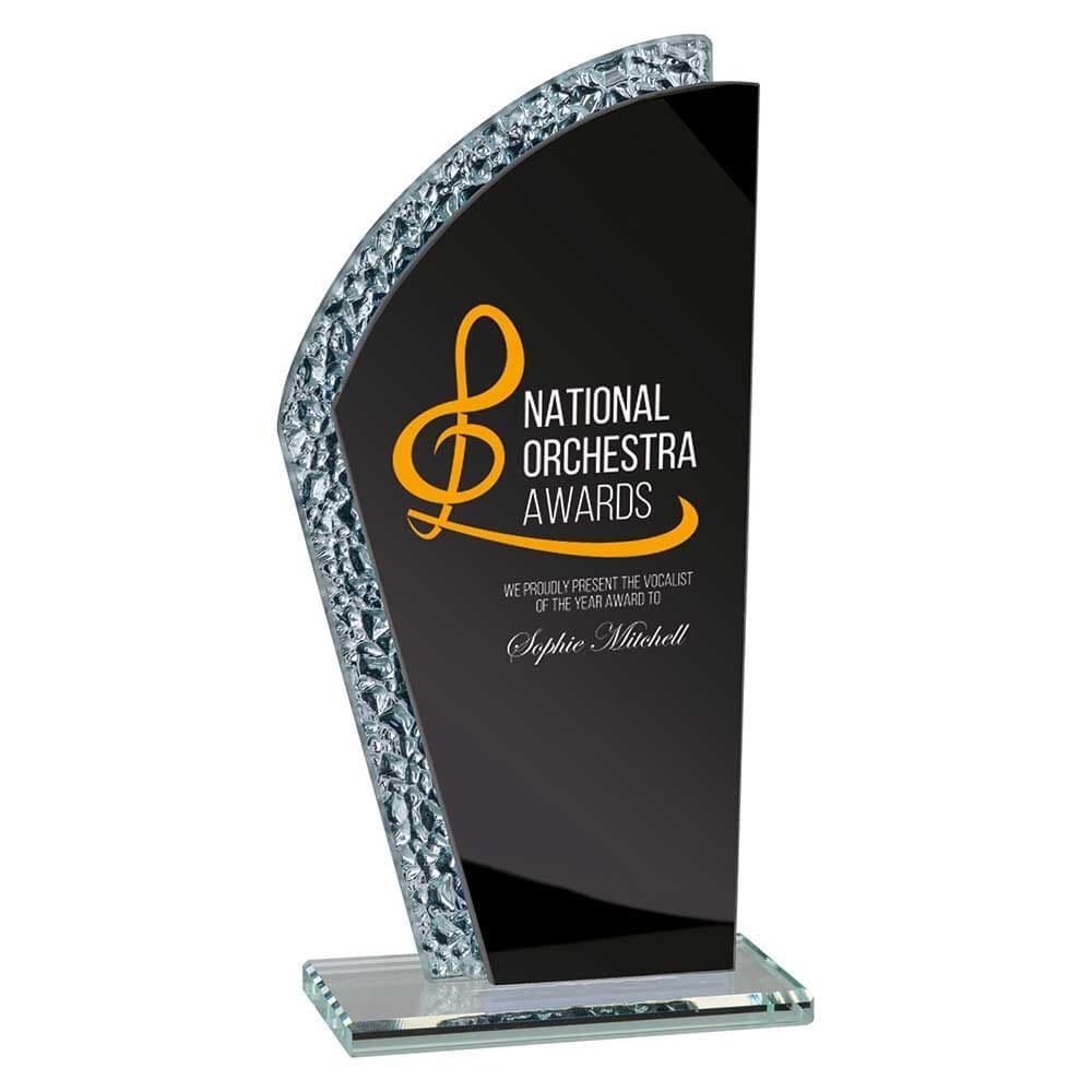 Hawk Glass Award Black & Silver
