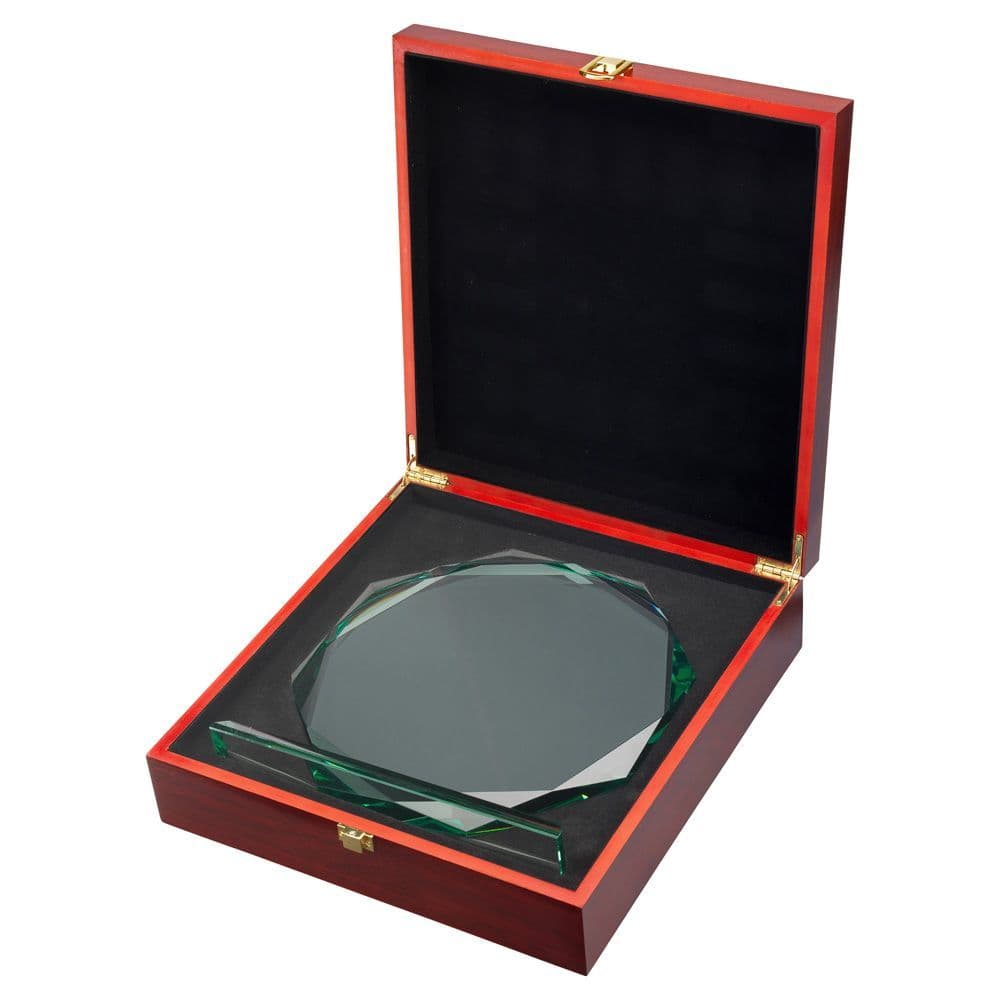 Jade Glass Octagon in Quality Wood Gift Box - 19mm Thick