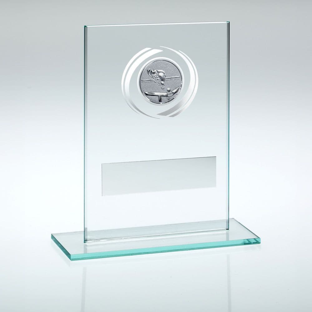 Jade Glass Plaque with Silver Pool Insert Trophy