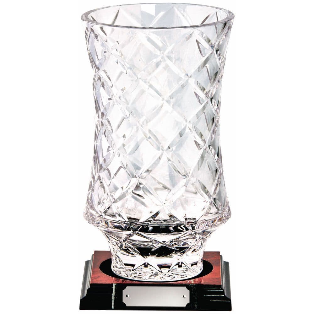 Lead Crystal Vase Award on Wooden Base | TrophyMaster UK