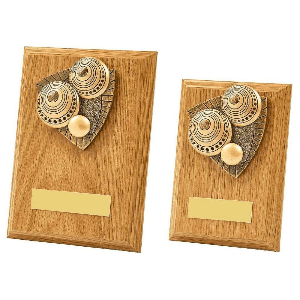 Light Oak Lawn Bowls Wood Plaque Award 130mm (5") | TrophyMaster UK