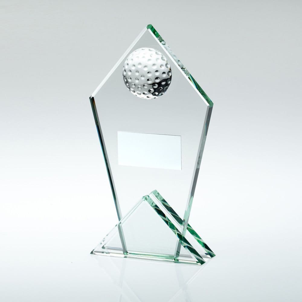 Peaked Range Jade Glass Golf Trophy