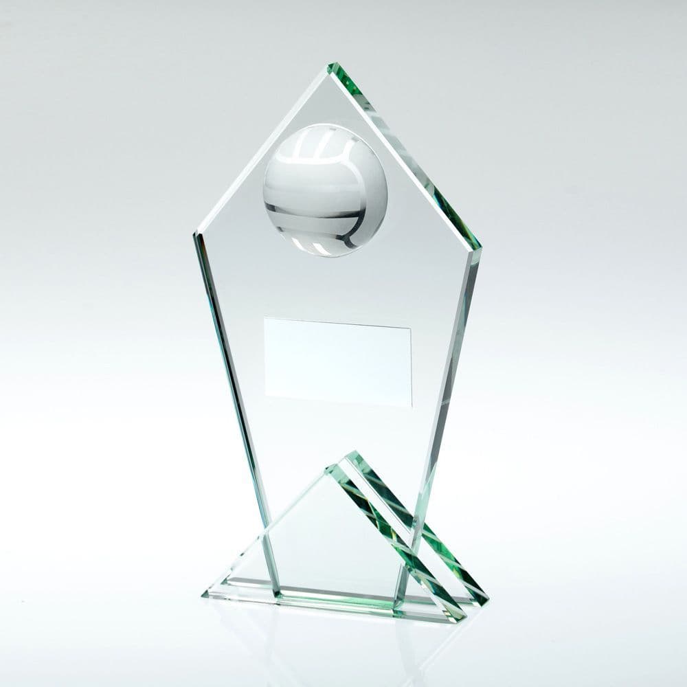 Peaked Range Jade Glass Netball Trophy