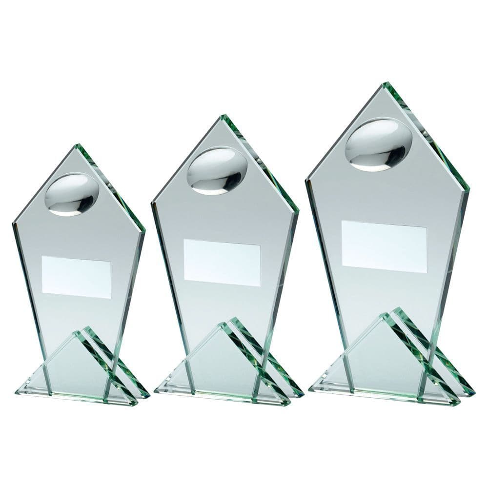Peaked Range Jade Glass Rugby Trophy
