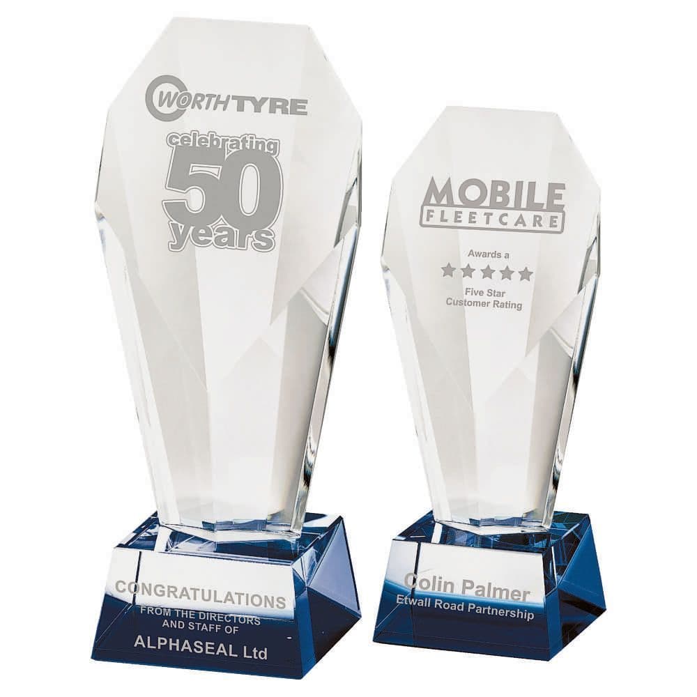 Prestige Optical Crystal Award with Blue Tint 190mm (7.5 ...