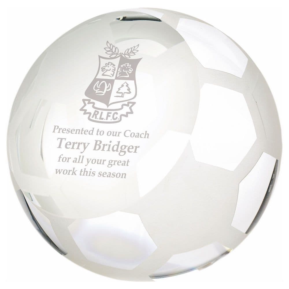 Prestigious Crystal Football Award 100mm