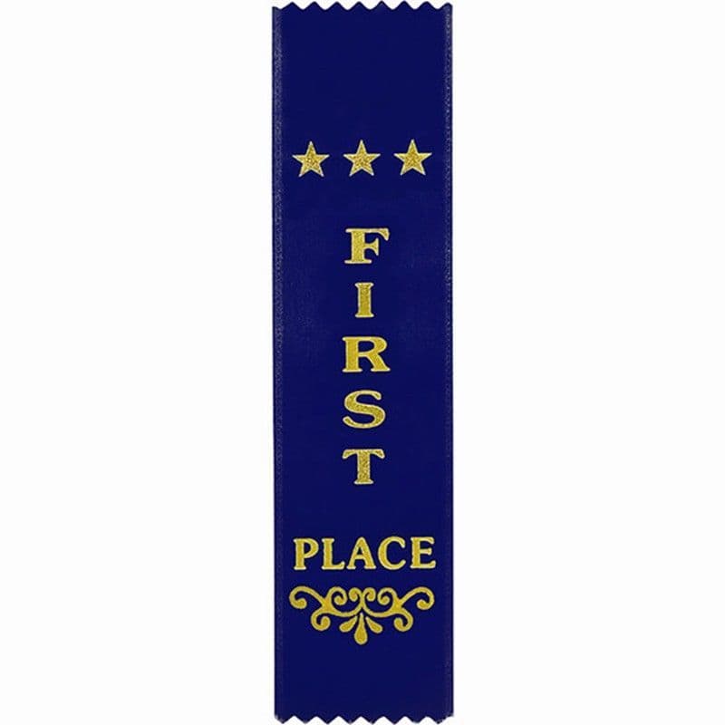 1st Place Blue Pennant Ribbon 200 x 50mm (2") | TrophyMaster UK