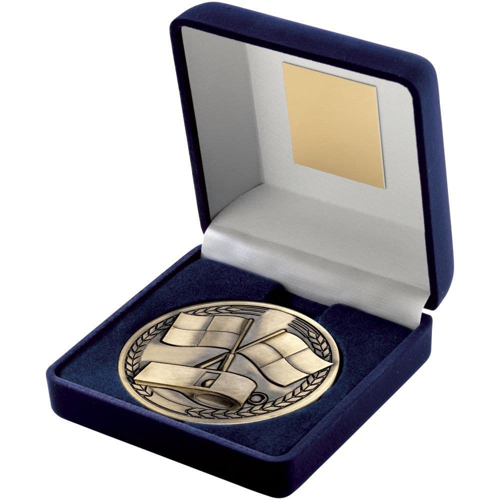 Referee Gold Medallion 70mm & Blue Medal Box | TrophyMaster UK