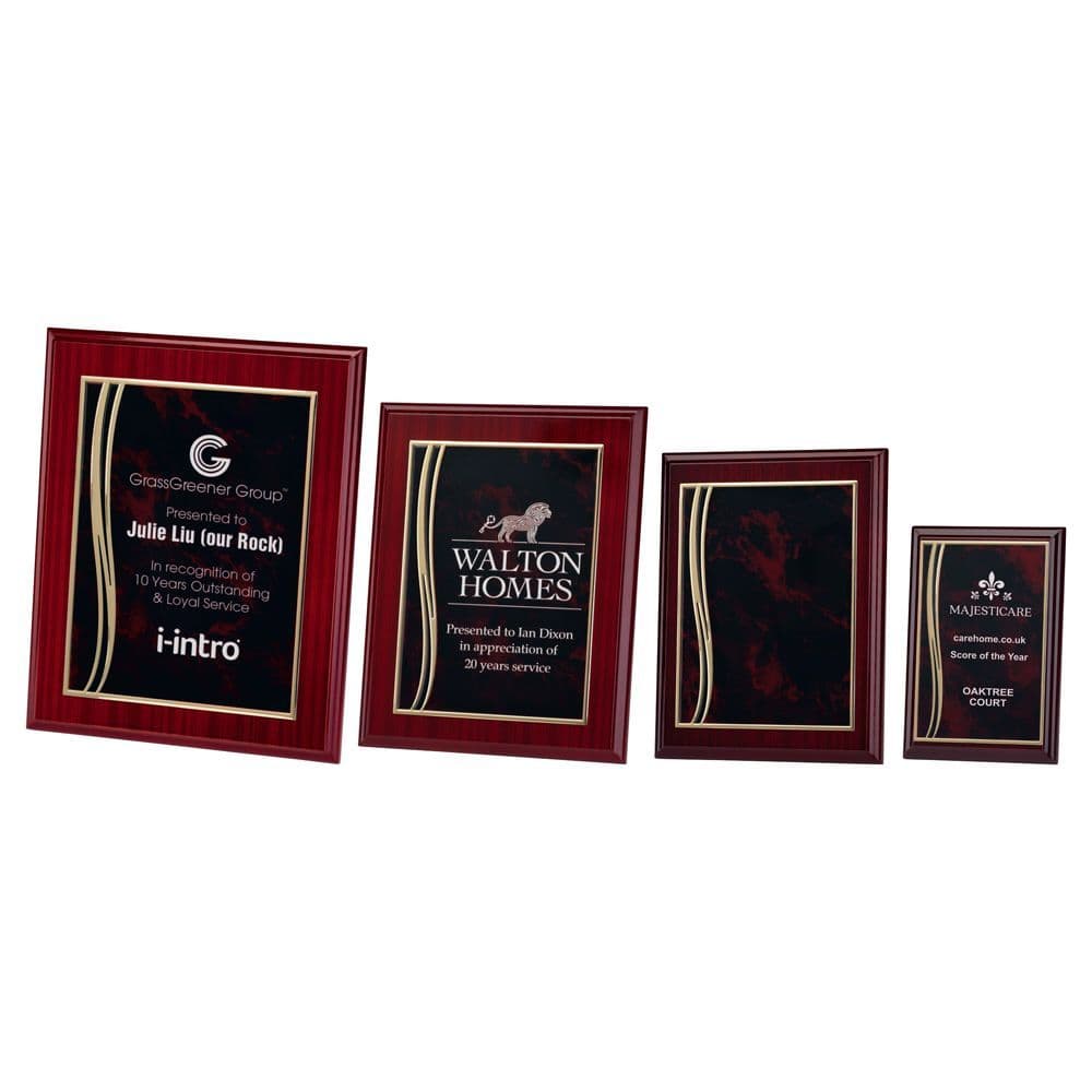 Rosewood Plaque with Red/Gold Aluminium Front