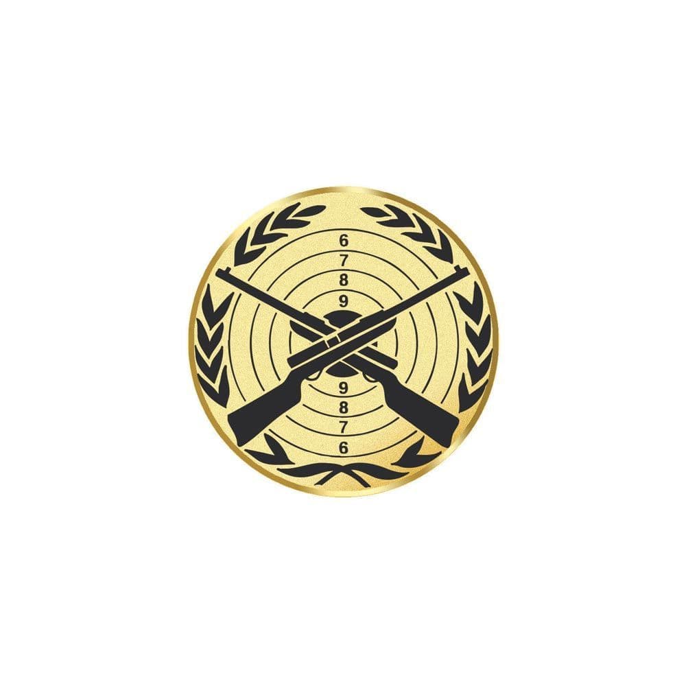 Shooting Crossed Rifles Gold Metal 25mm Flat Centre - 5pcs