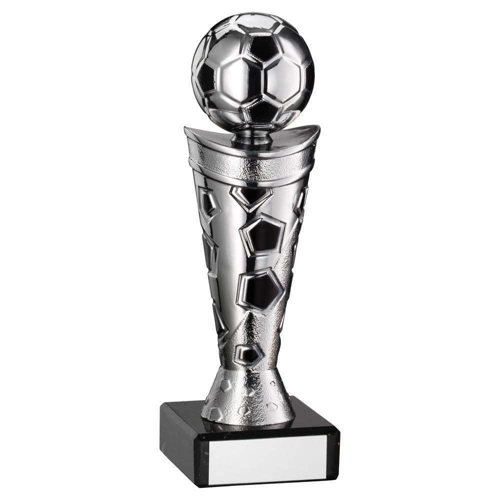 Silver/Black Football Tower Trophy on Marble Base