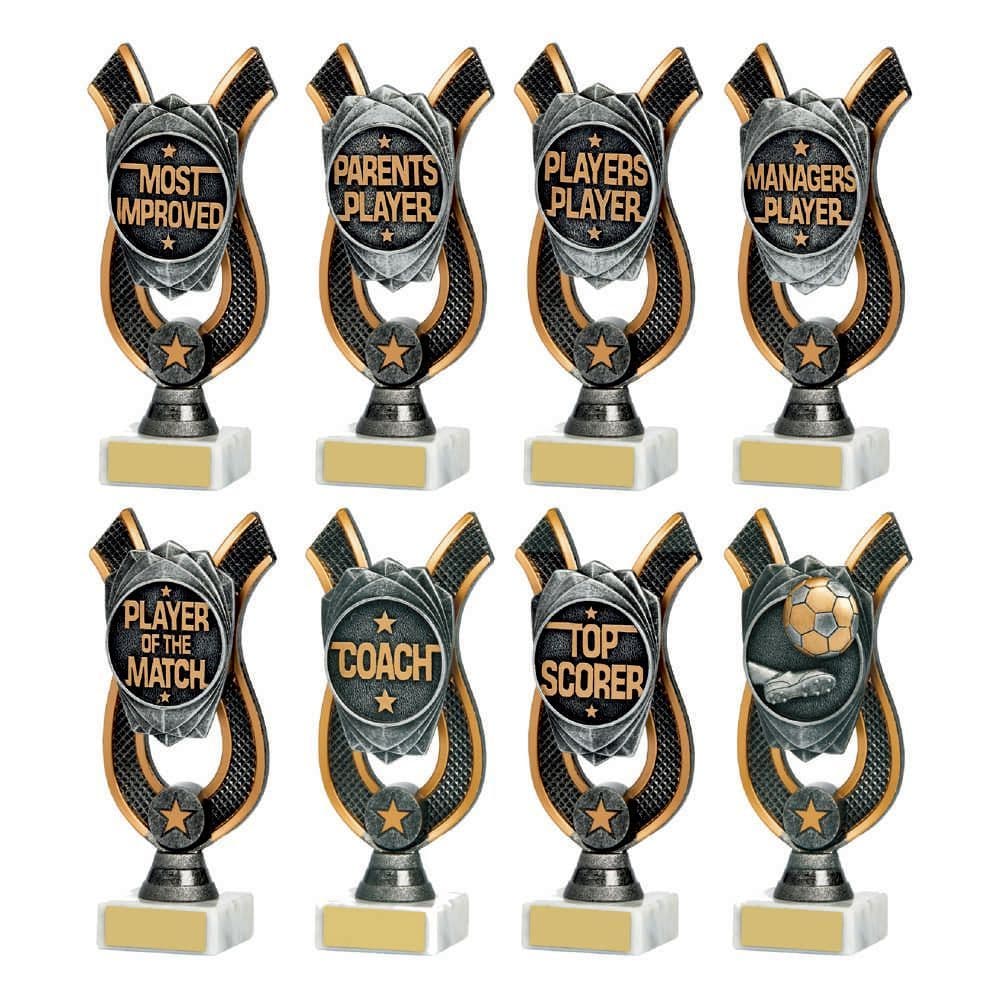 Silver Ribbon Football Award with Achievement Options