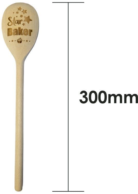 Star Baker Wooden Spoon Laser Engraved 300mm (12") | TrophyMaster UK