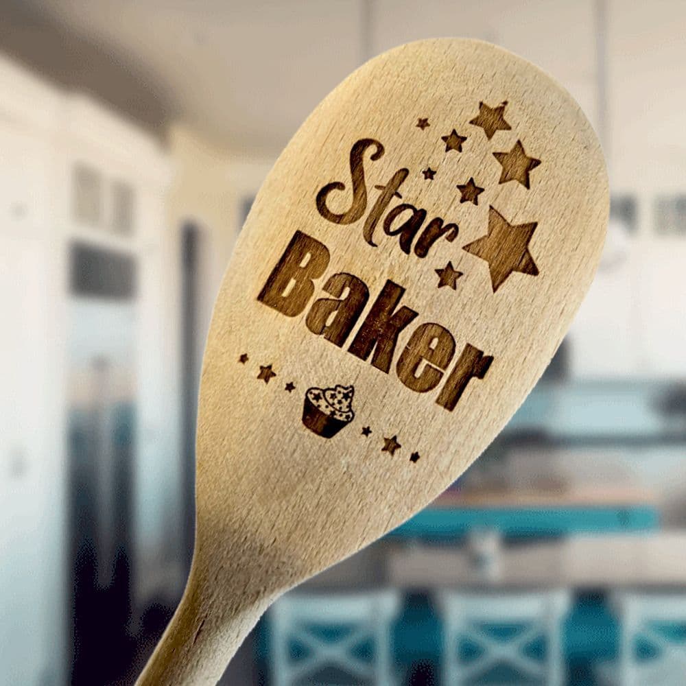 Star Baker Wooden Spoon Laser Engraved 300mm (12") | TrophyMaster UK