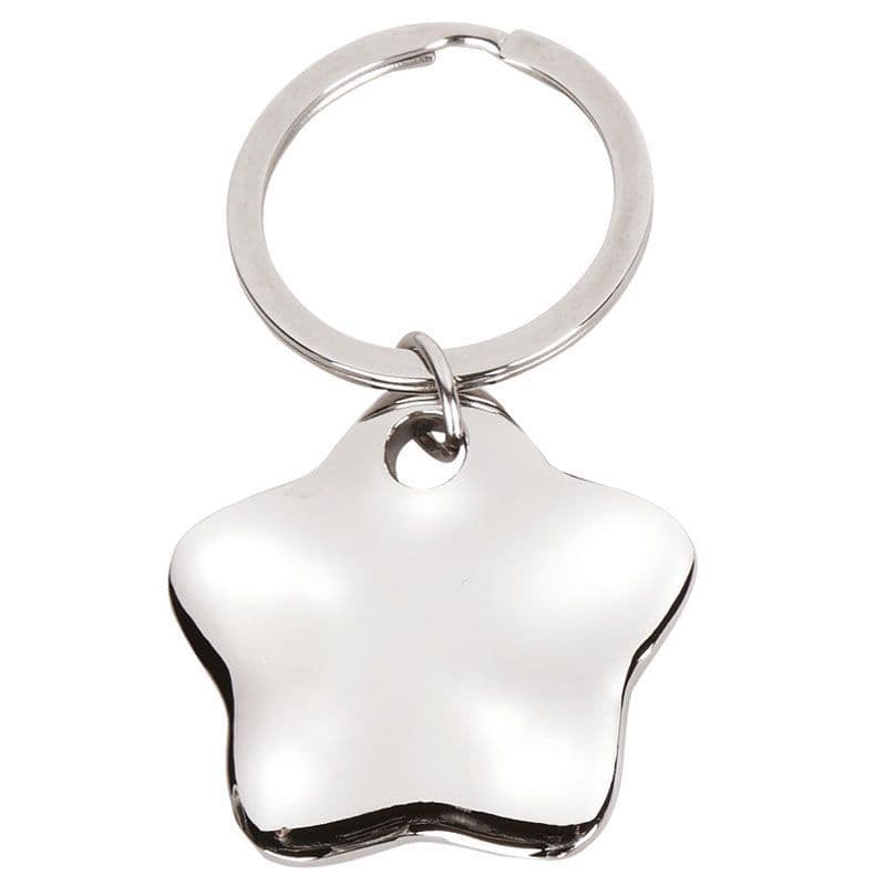 Star Keyring 35 x 87mm Silver | TrophyMaster UK