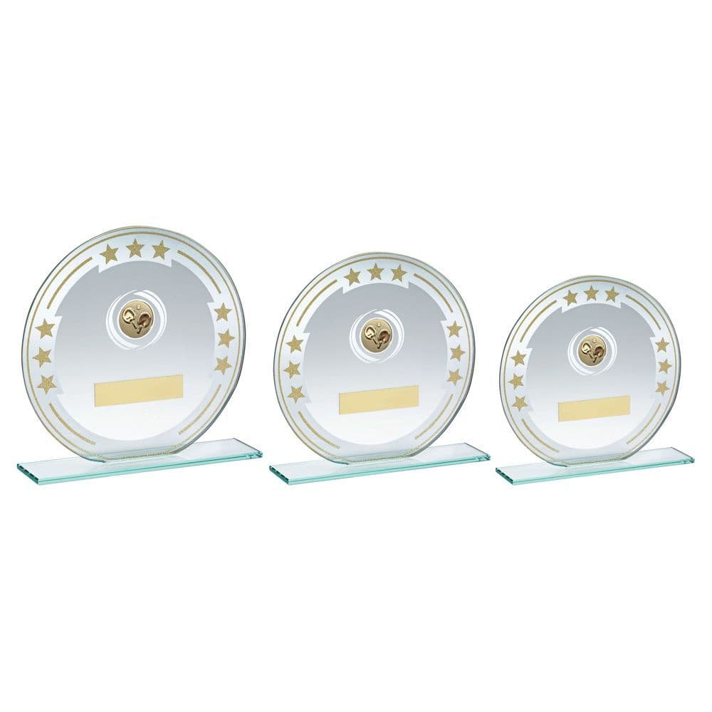 Tri-Star Silver/Gold with Table Tennis Insert Glass Trophy