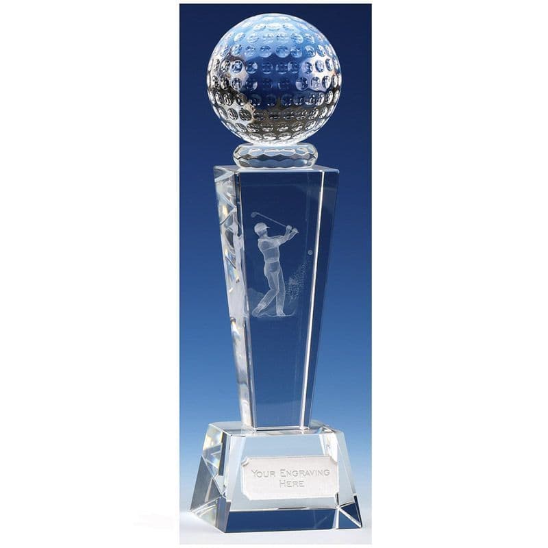 Unite Male Golfer Optical Crystal 215mm (8.5") | TrophyMaster UK