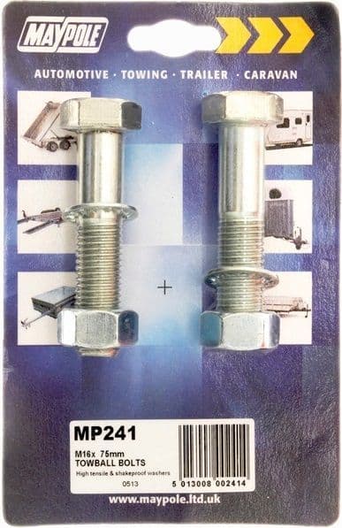 Maypole High Tensile M16 BZP Tow Ball Mounting Bolts | Tow Bar ...