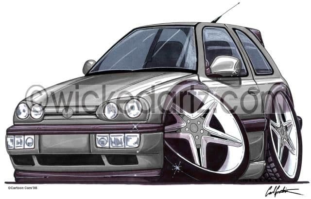 Vw Golf Mk3 Drawing Golf MK3 Sideview Poster Blueprint Fashion EU