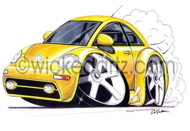 Cartoon Vw Bug Cartoon VW Beetle Psychedelische Afbeelding · Creative