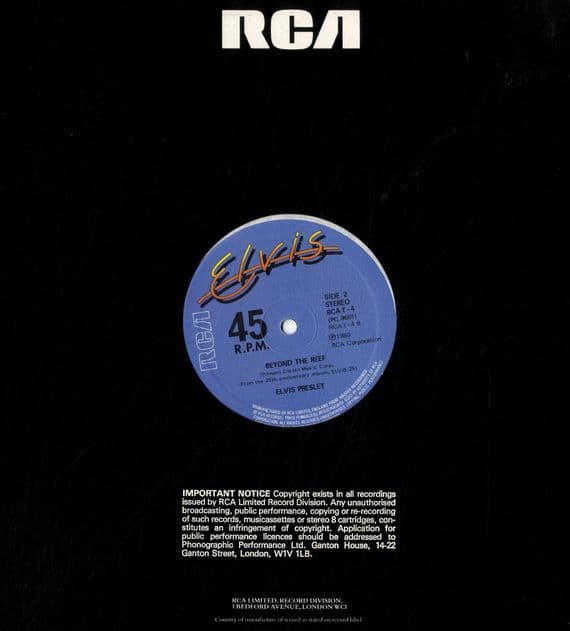 Elvis Presley - It s Only Love Long Version /Beyond The Reef RCAT 4 12 ...