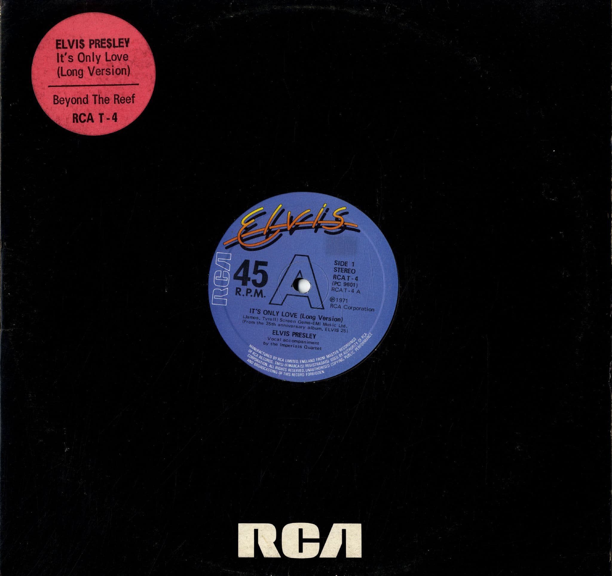 Elvis Presley - It s Only Love Long Version /Beyond The Reef RCAT 4 12 ...