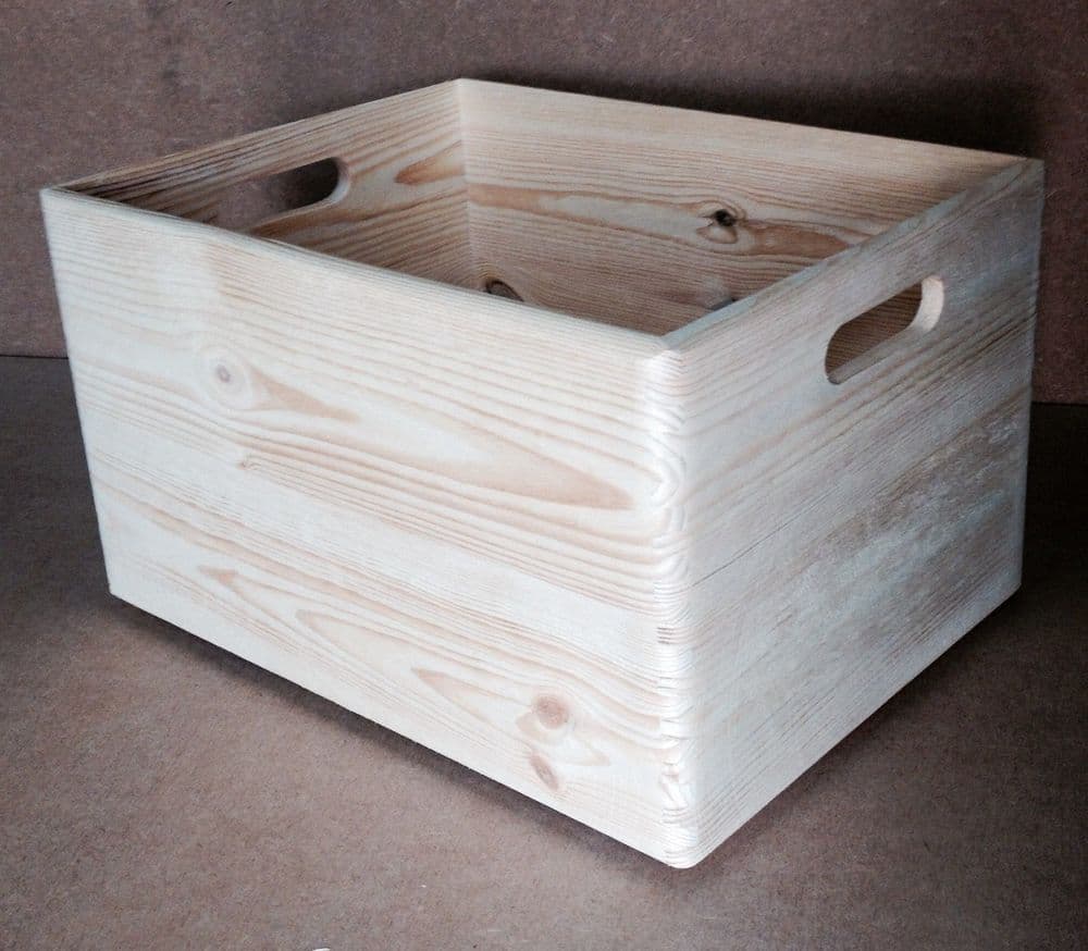 Natural finish open pine wood box 40x30x23cm DD166 storage display parts F