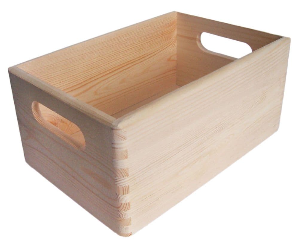 Pine wood open box with handles 30x20x14CM DD164 storage crate stackable A